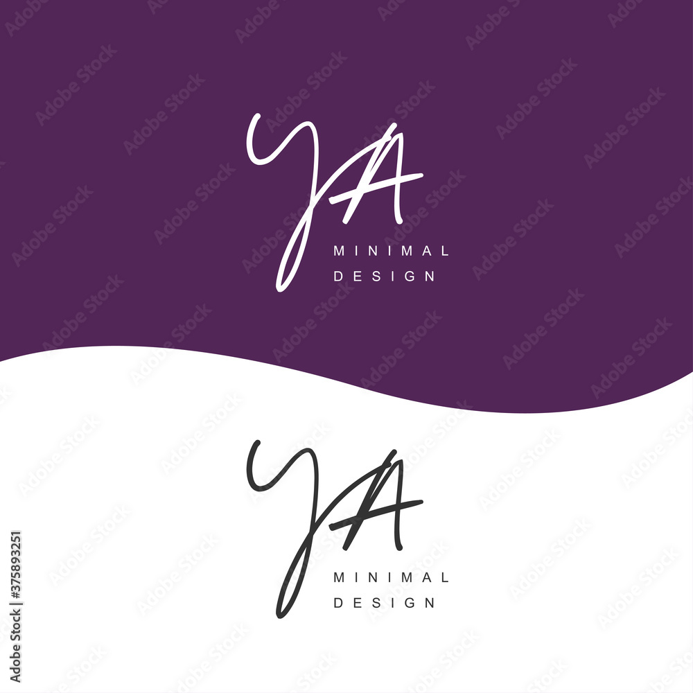 YA Initial handwriting or handwritten logo for identity. Logo with ...