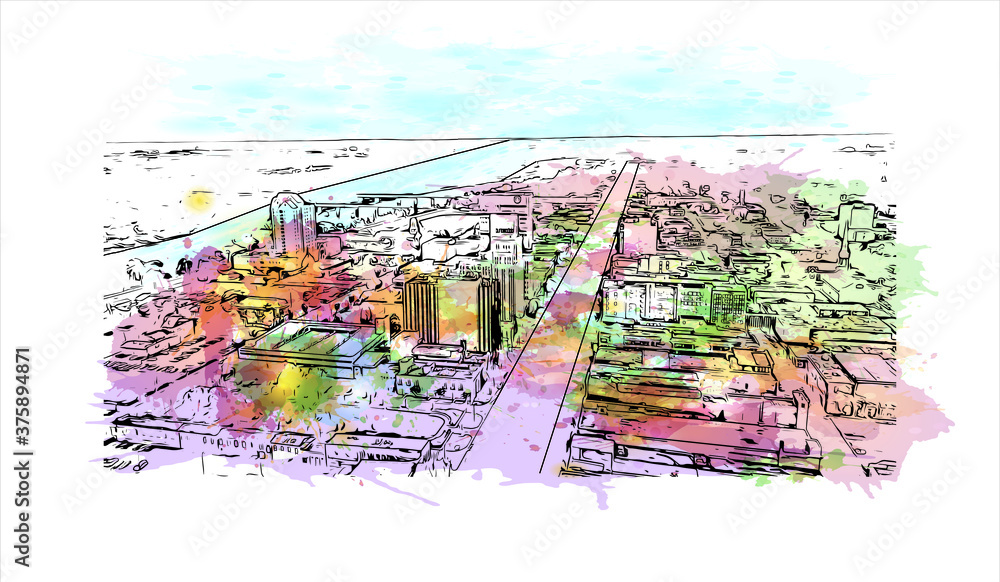 Building view with landmark of Augusta is a city in Georgia, near the ...