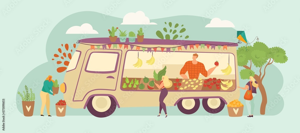 Structure people, character man, woman engage gardening, organic plant ...