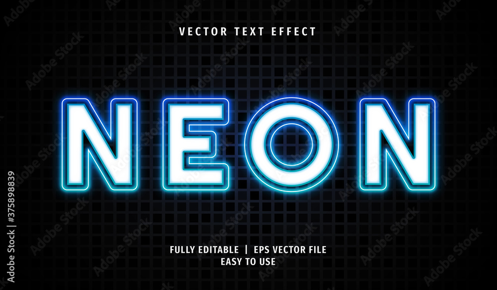 3D Neon Text effect, Editable Text Style Stock Vector | Adobe Stock
