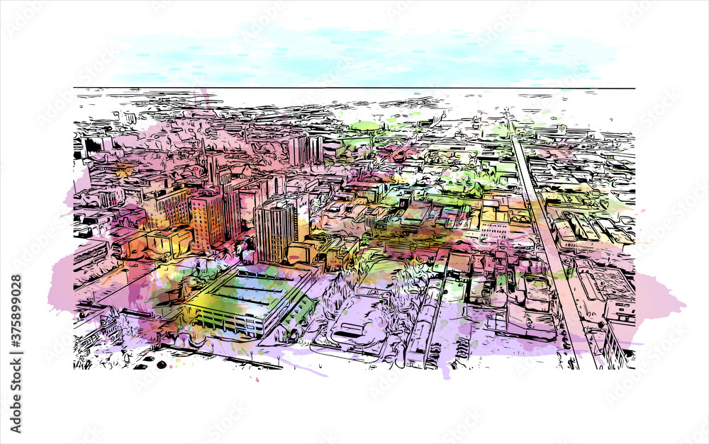 Building view with landmark of Augusta is a city in Georgia, near the ...