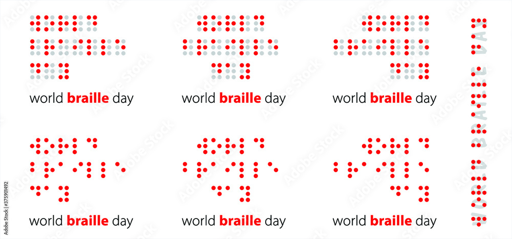 Slogan World braille day, blind. Alphabet for blind, reading braille ...