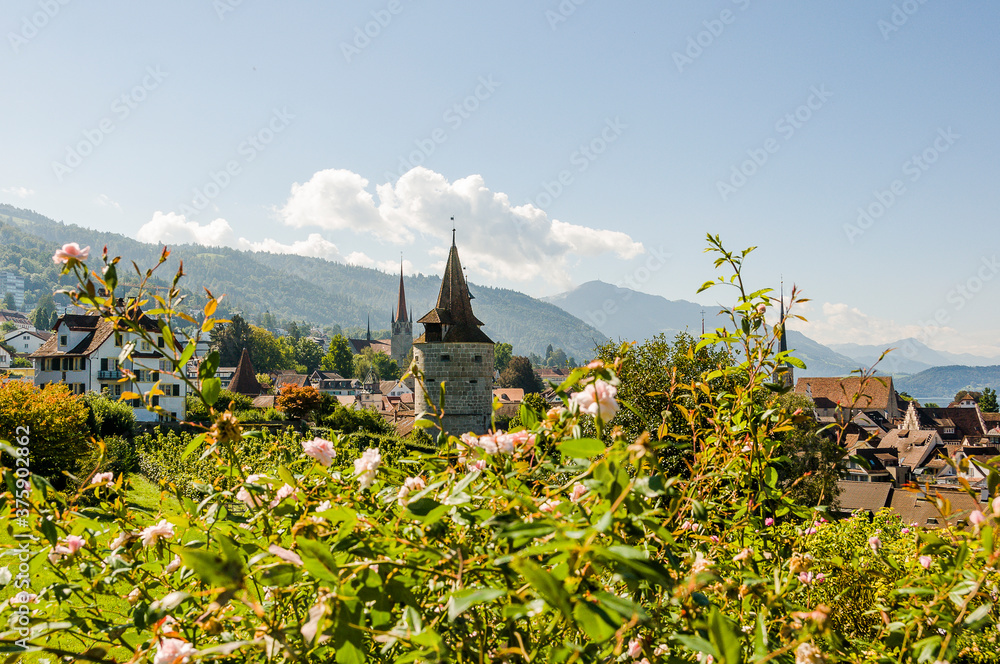Stadt Zug, Stadt, Zug, Altstadt, Stadtmauer, Kapuzinerturm, St. Michael ...