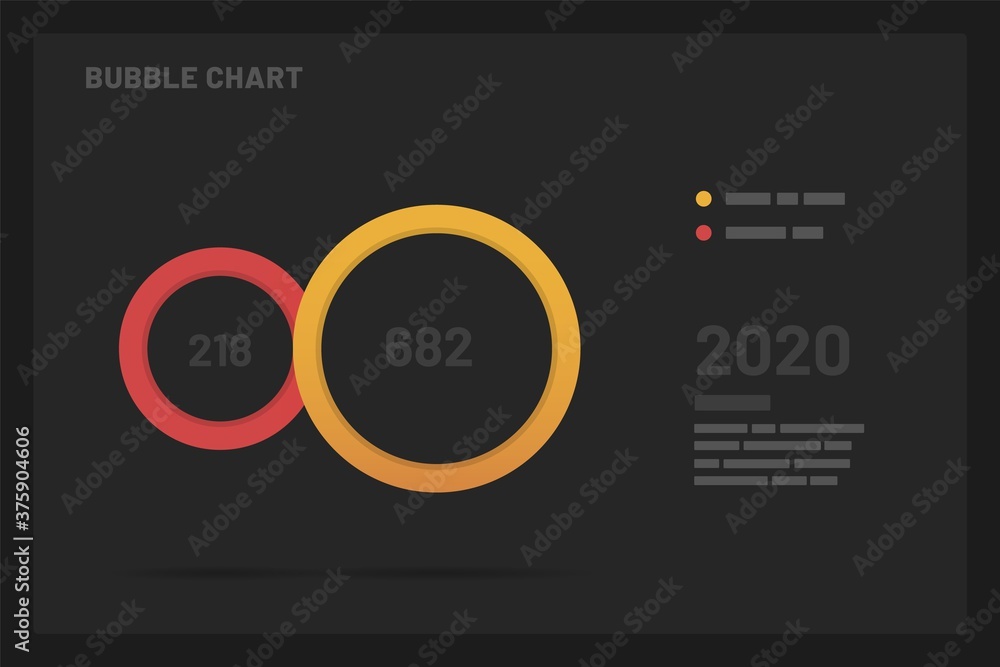 Bubble Chart. Elements of infographics on a dark background. Use in ...