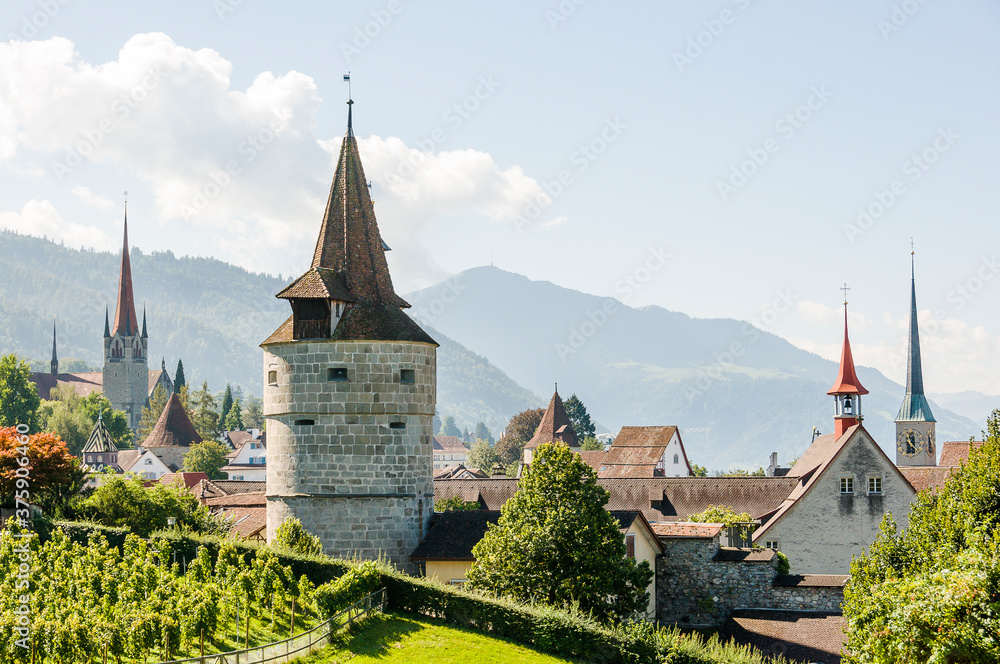 Stadt Zug, Stadt, Zug, Kapuzinerturm, Stadtmauer, St. Oswald, St ...