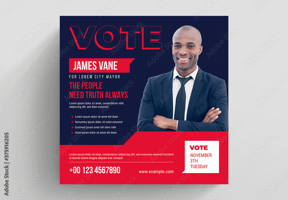 Political Voting Social Media Post Layout Stock Template | Adobe Stock