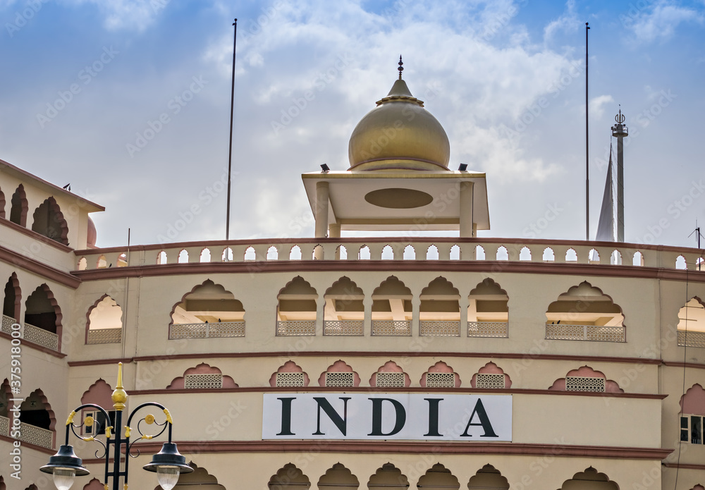 Gate on the Indian side of country border at Wagah village in Amritsar ...
