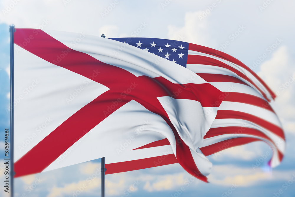 State of Alabama. 3D illustration, flags of the U.S. states and ...