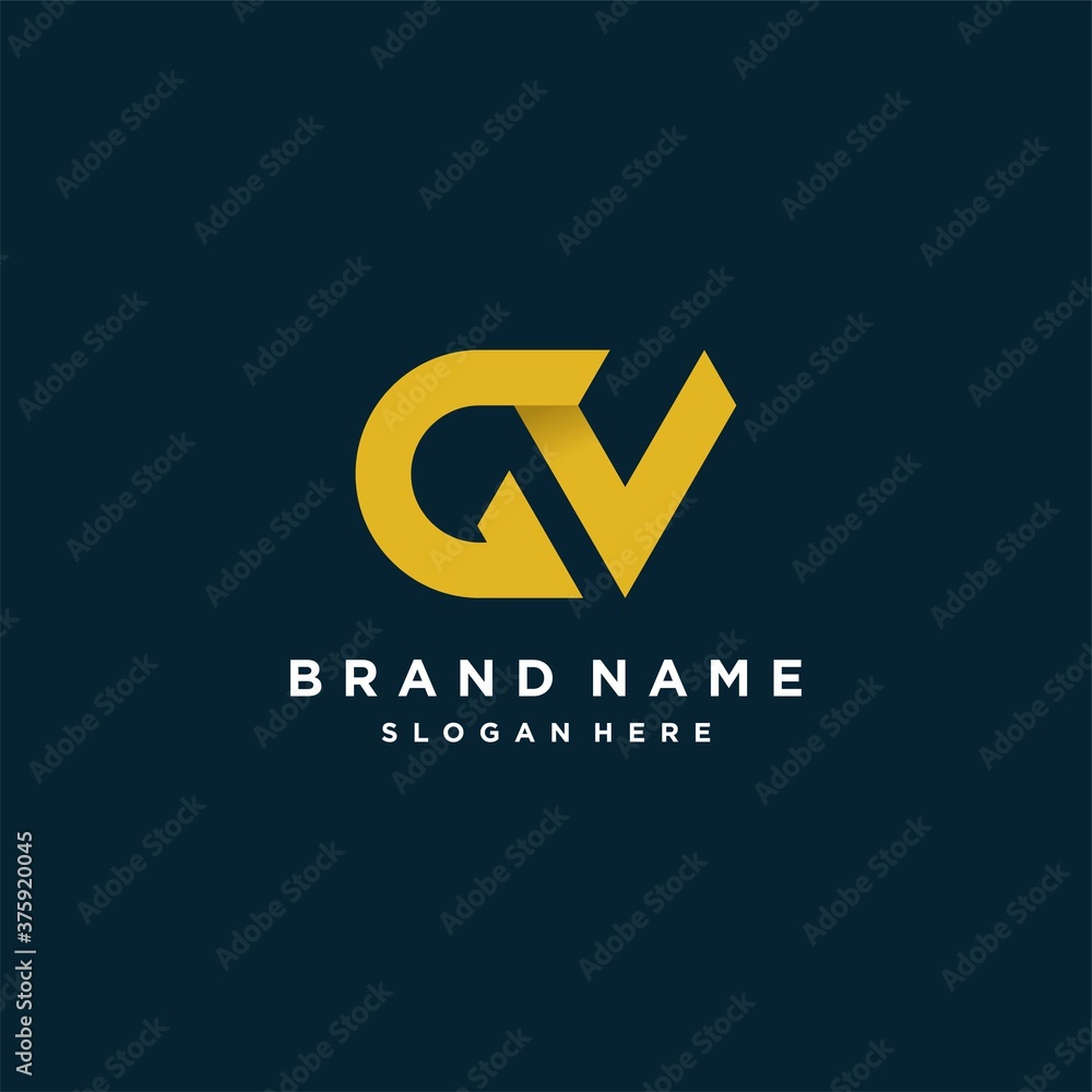 Logo with GV or CV letter and modern style design concept, template ...
