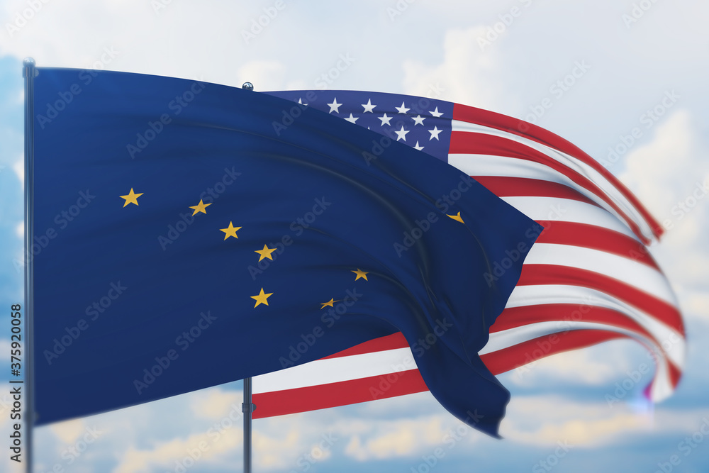 State of Alaska flag. 3D illustration, flags of the U.S. states and ...