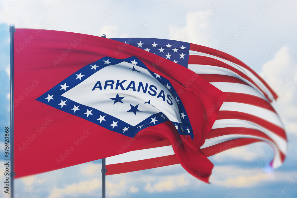 State of Arkansas flag. 3D illustration, flags of the U.S. states and ...