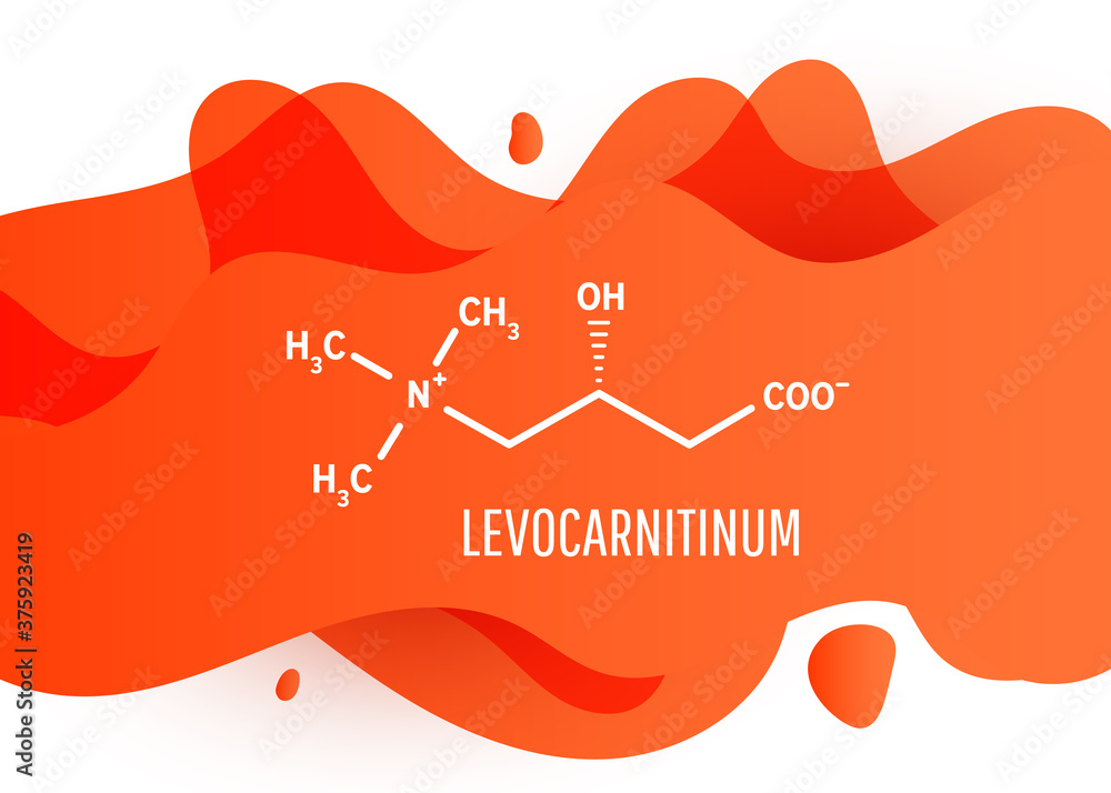 Levocarnitinum structural chemical formula with liquid fluid gradient ...