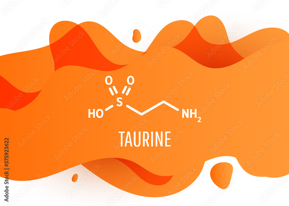 Taurine structural chemical formula with orange liquid fluid gradient ...
