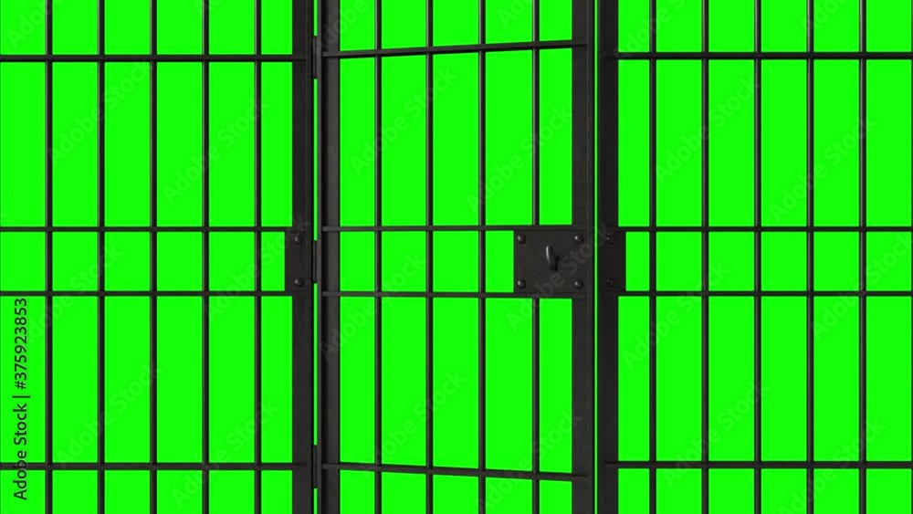 3d rendered animation of opening prison door on green screen Stock ビデオ ...