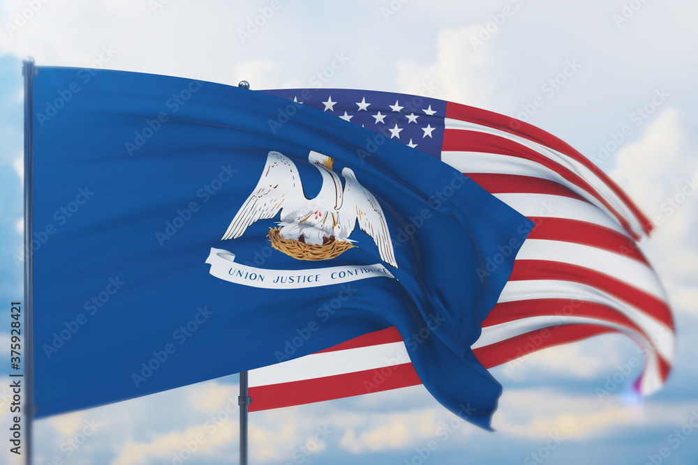 State of Louisiana flag. 3D illustration, flags of the U.S. states and ...