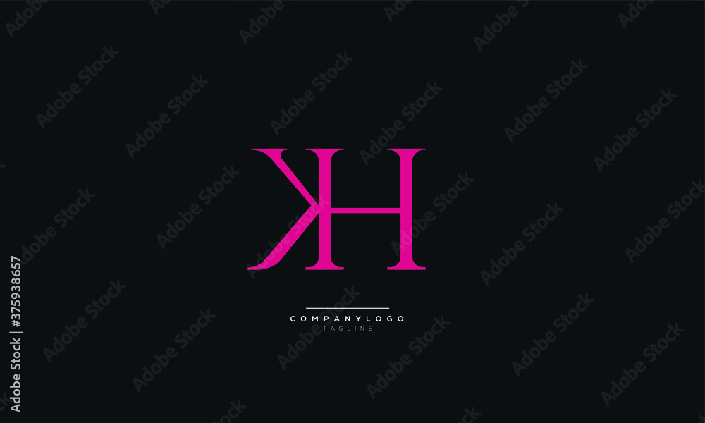 Pink KH Letter Business Logo Design Alphabet Icon Vector Symbol Stock ...