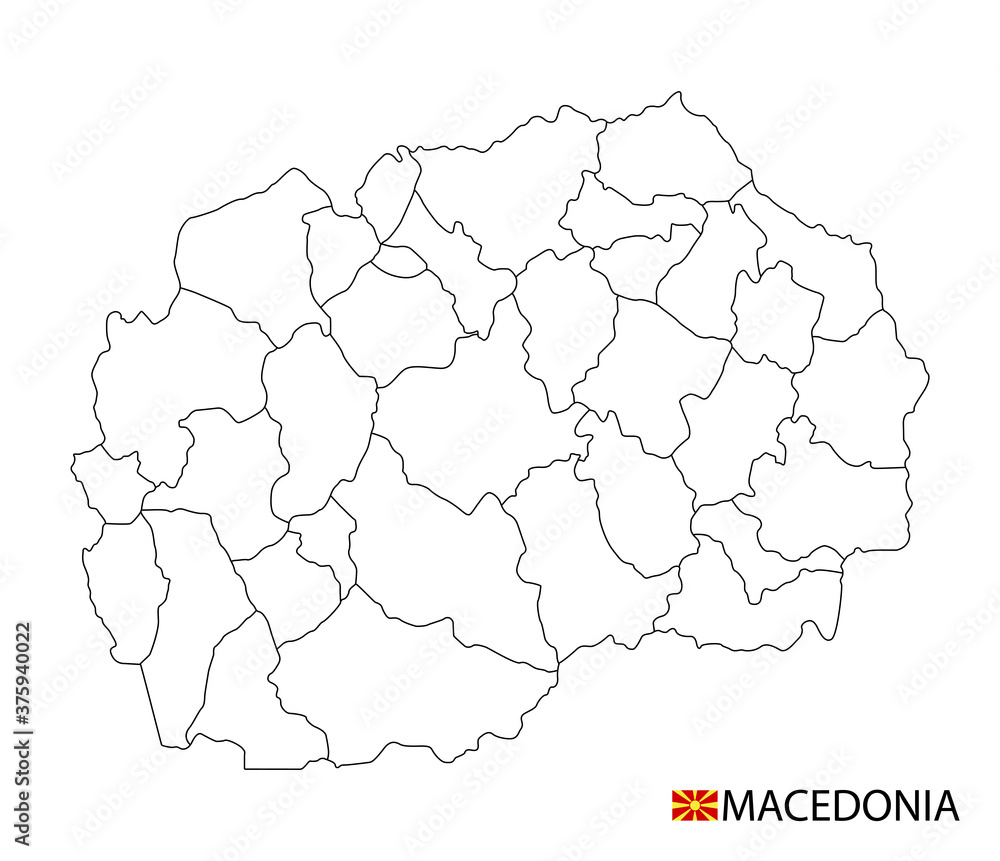 Macedonia map, black and white detailed outline regions of the country ...