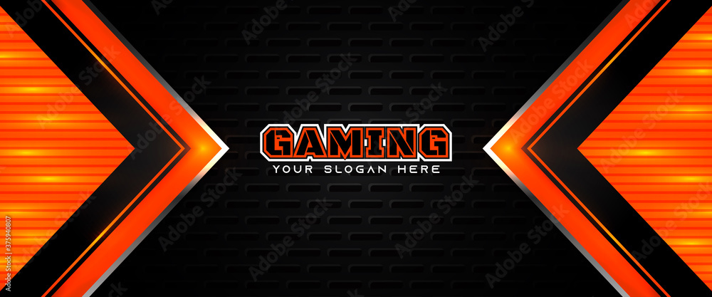 Futuristic orange and black abstract gaming banner design with metal ...
