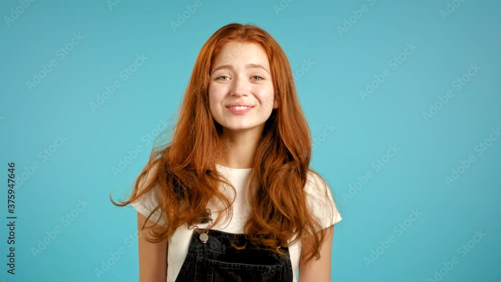 Woman depicts amazement, shows WOW delight face effect. Surprised ...