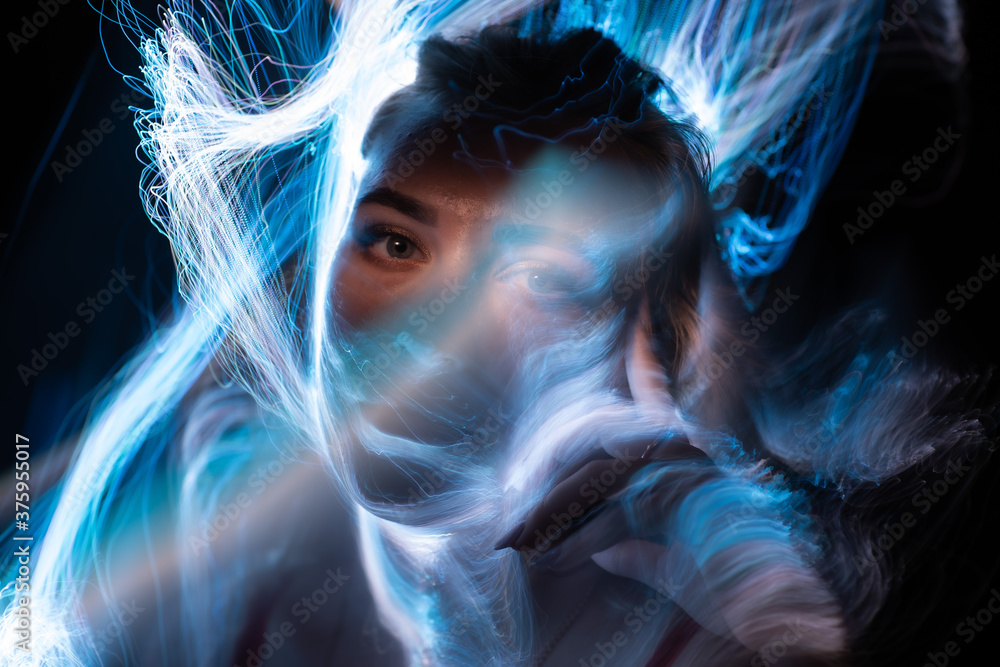 light painting portrait, new art direction, long exposure photo without ...