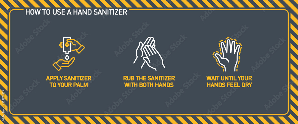 Infographic illustration of How to use hand sanitizer properly ...