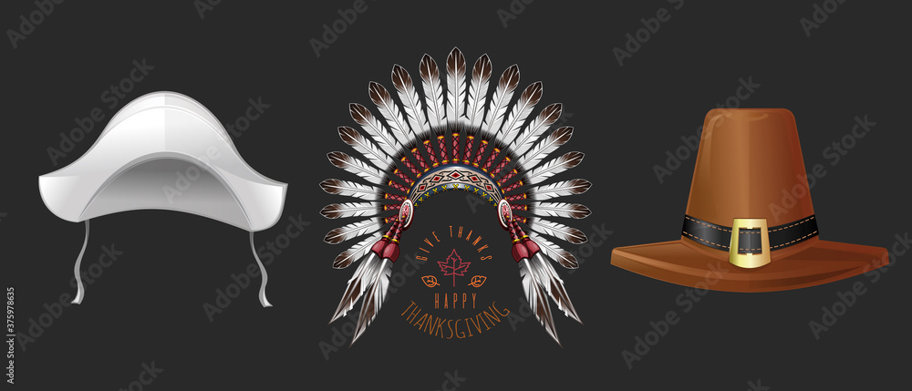 Set of hats for Thanksgiving Day celebration. Thanksgiving hats ...