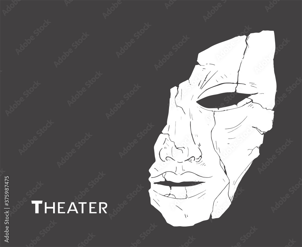 Design of broken theater mask Stock Vector | Adobe Stock