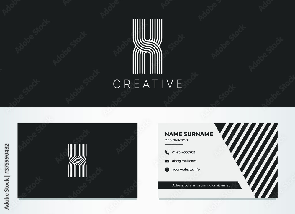 Vetor de X Letter Lines Logo With Round Corners. Connection Of Lines ...