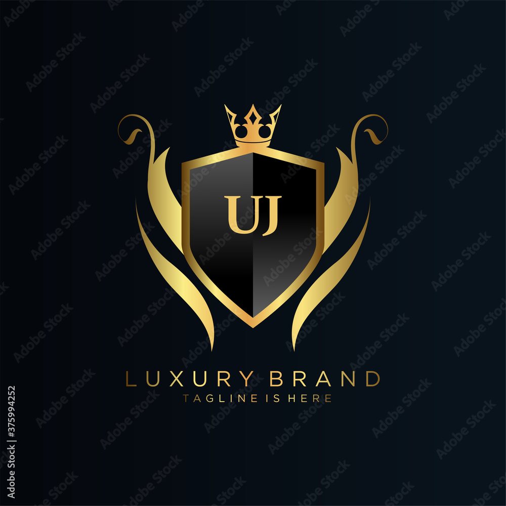 UJ Letter Initial with Royal Template.elegant with crown logo vector ...