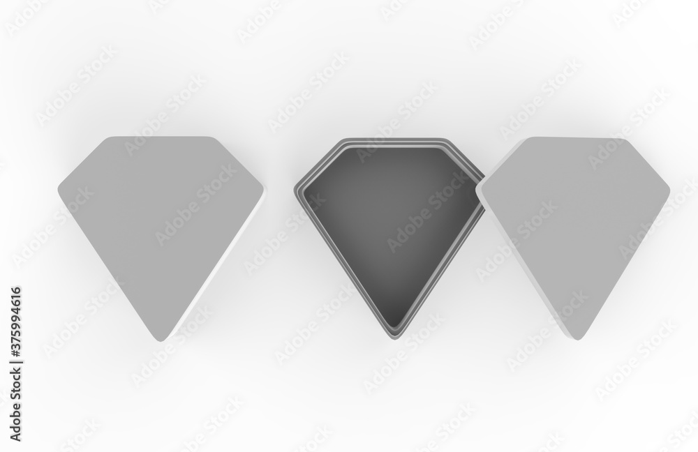 Blank hard diamond box cardboard box mock up template, 3d illustration ...