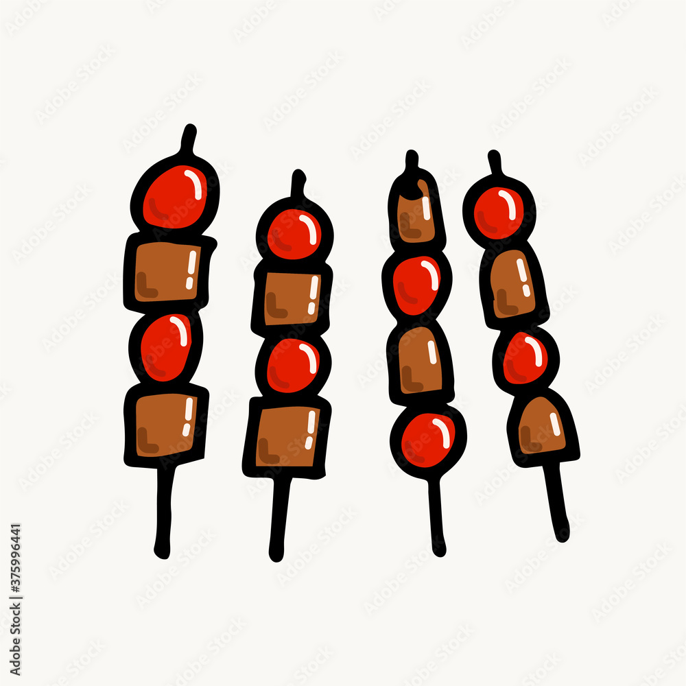 vector illustration of satay on white background, traditional ...