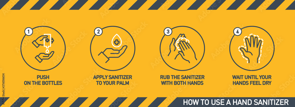 Infographic illustration of How to use hand sanitizer properly ...