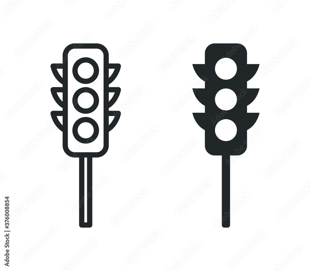 Traffic lights outline style icon. Isolated street stoplight symbol for ...