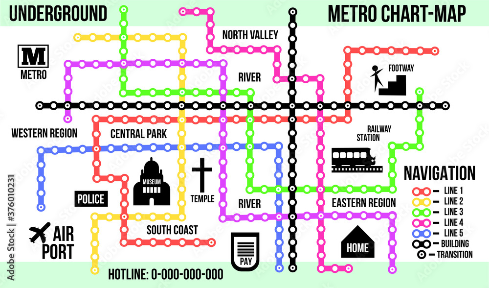 Concept Underground Chart, Metro Map, Subway City Transportation Vector ...