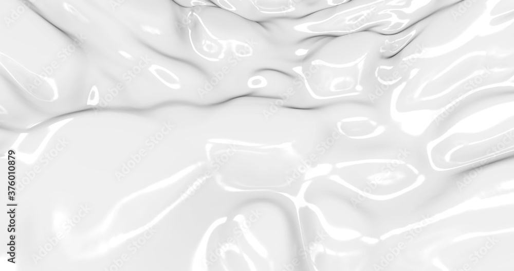Liquid abstract white background. Smooth glossy texture 3D rendering ...