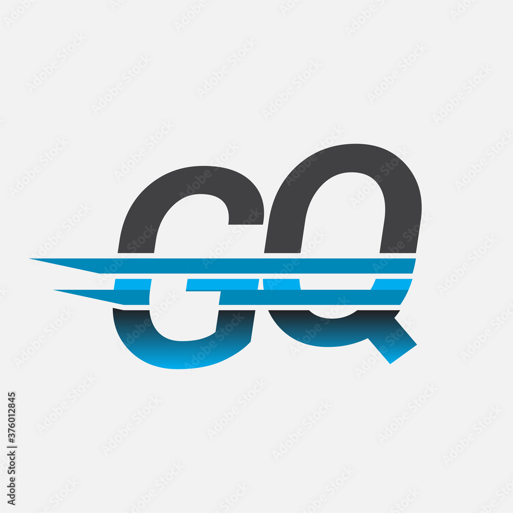 initial logo GQ company name colored black and blue, Simple and Modern ...