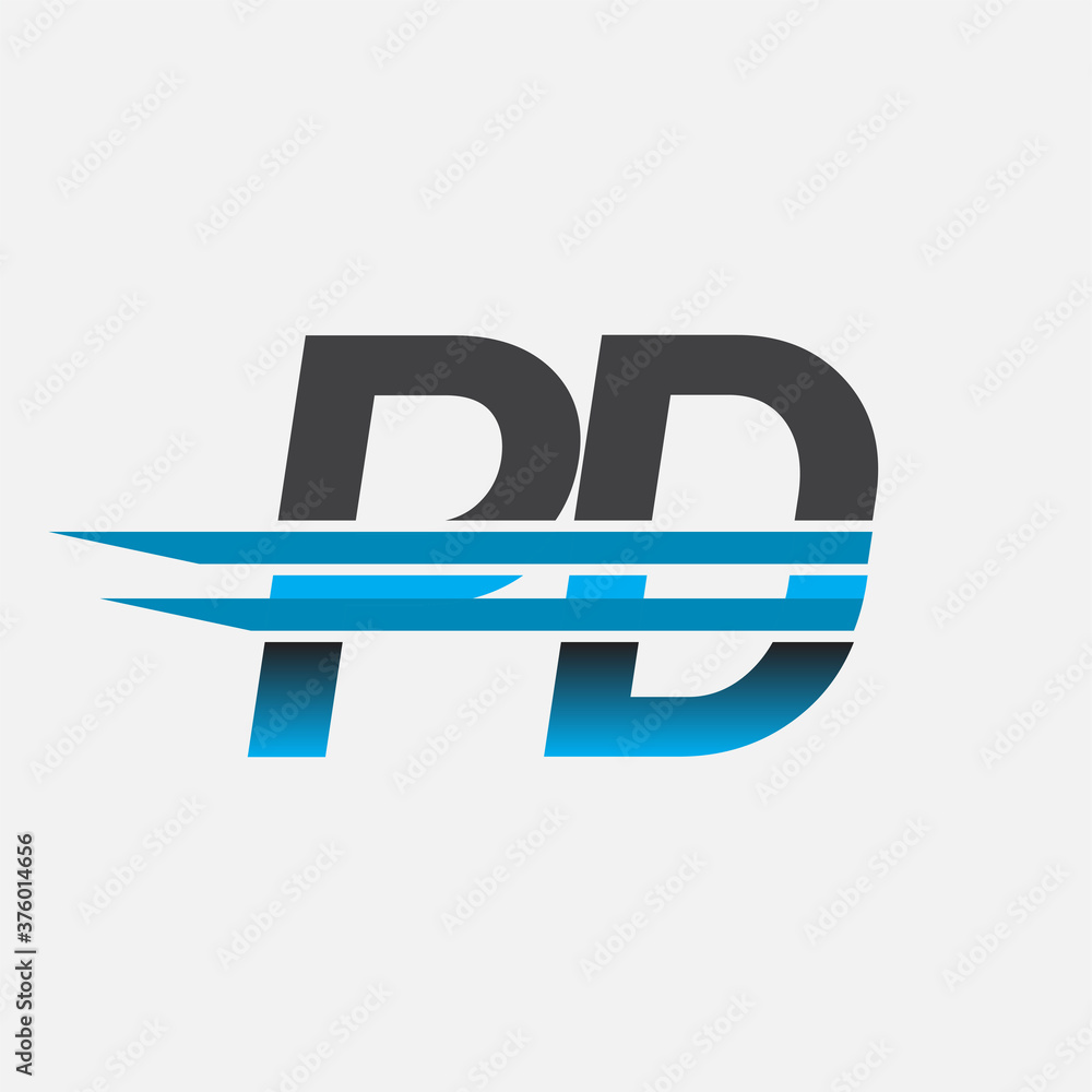 initial logo PD company name colored black and blue, Simple and Modern ...