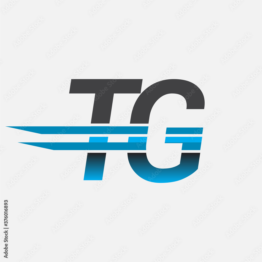 initial logo TG company name colored black and blue, Simple and Modern ...