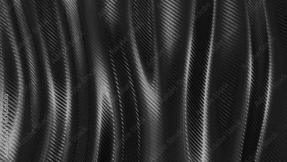 Carbon fiber wave texture wavy background. Dark with lighting. 3D ...