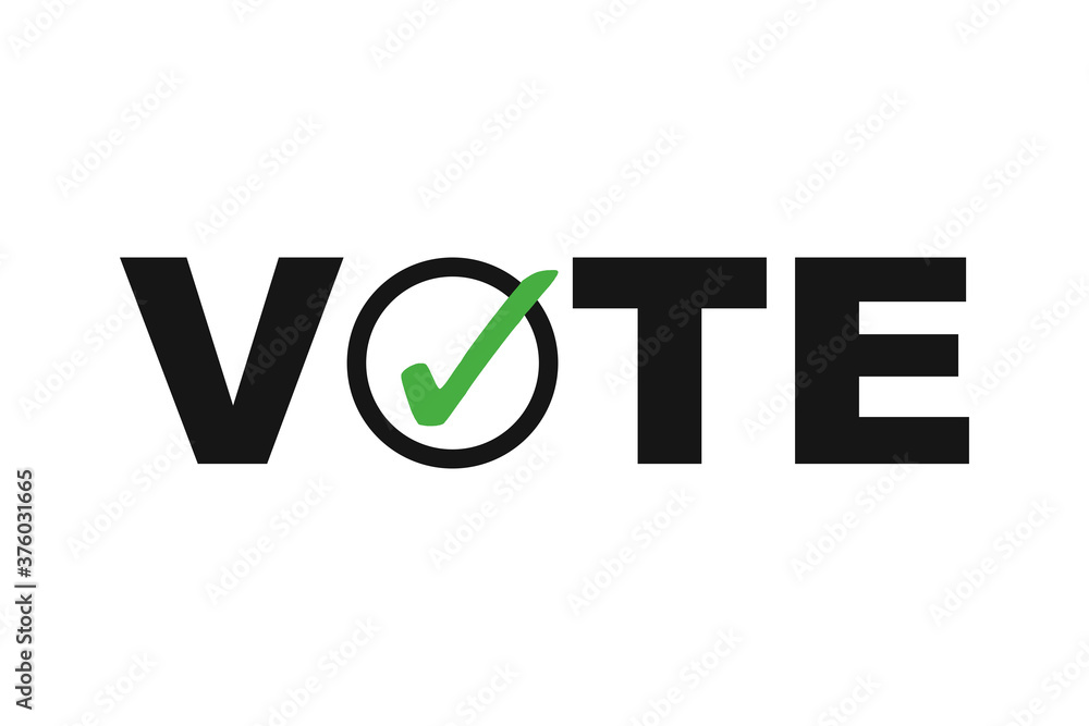 Vote banner black white background green check mark election day ...