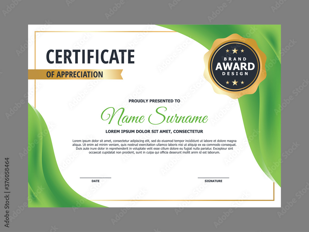 Abstract Natural Green Wavy Certificate Design, Professional Modern ...