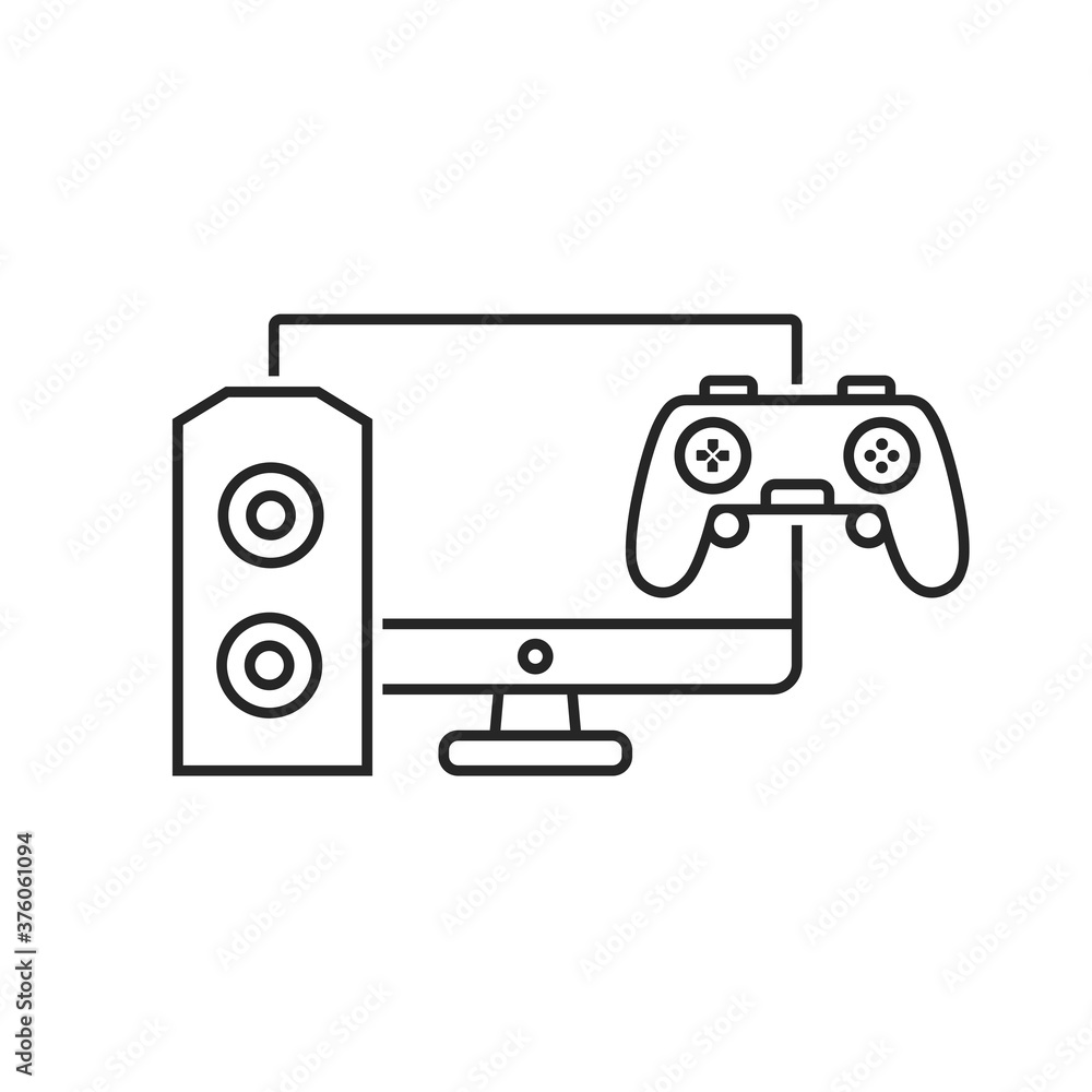 Vetor de Pc Gamer with gamepad controller icon vector do Stock | Adobe ...
