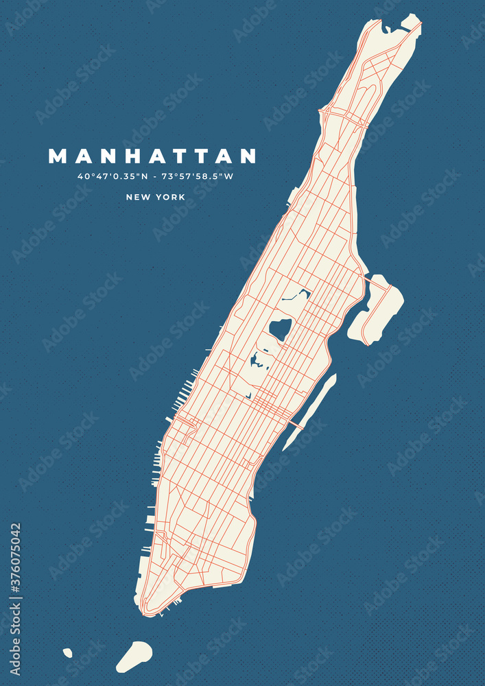 Manhattan map vector poster flyer Stock Vector | Adobe Stock