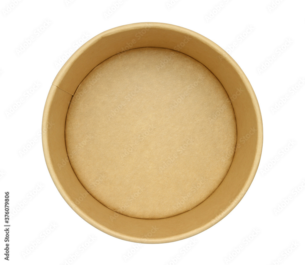 Paper food box disposable bowl top view (with clipping path) isolated ...