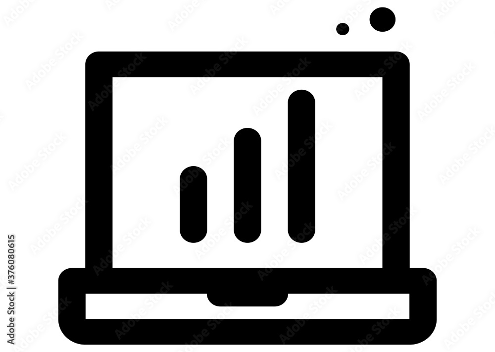 Analytics Chart Graph Laptop Screen Statistics Icon For apps and ...