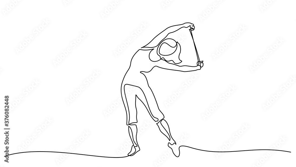 Woman make stretching exercise one line draw Stock Vector | Adobe Stock
