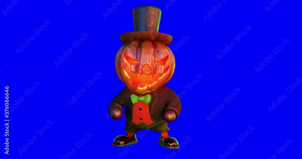 3d looping animation character Halloween theme of the cute pumpkin head ...
