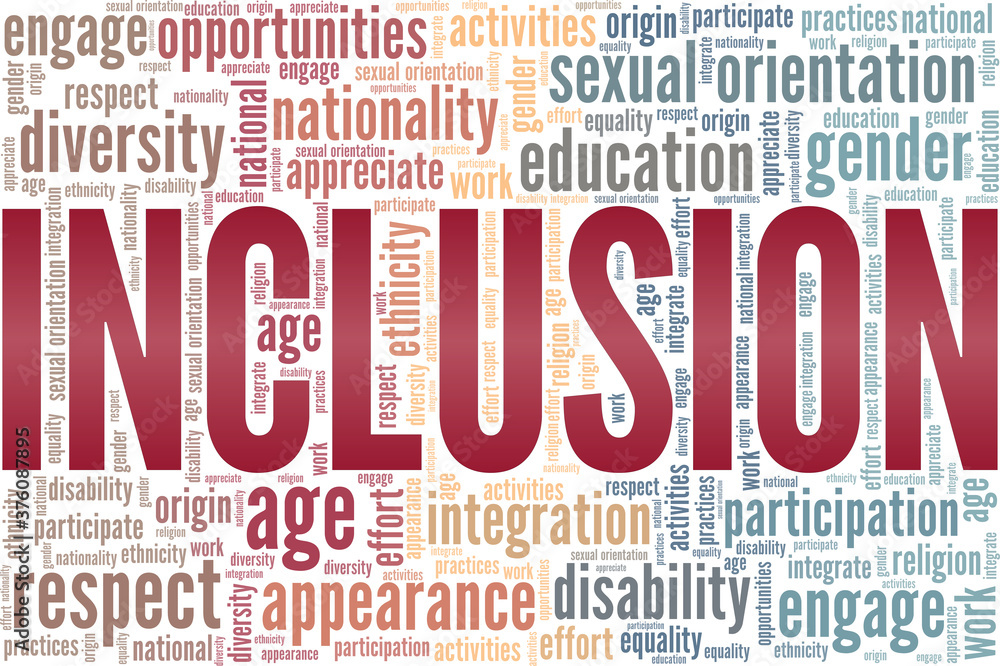 Inclusion vector illustration word cloud isolated on a white background ...