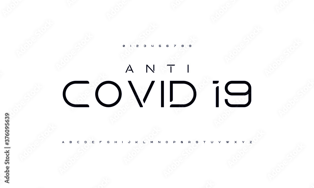 Covid-19 typeface. Modern alphabet font. Classic uppercase set a to z ...