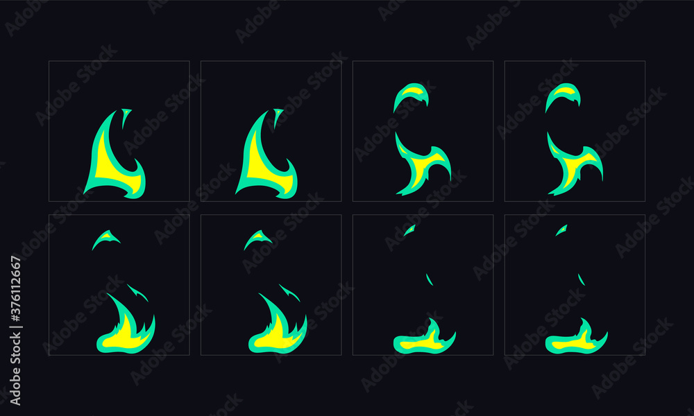 Fire explosion animation effect. Flame sprites sheet for torch ...